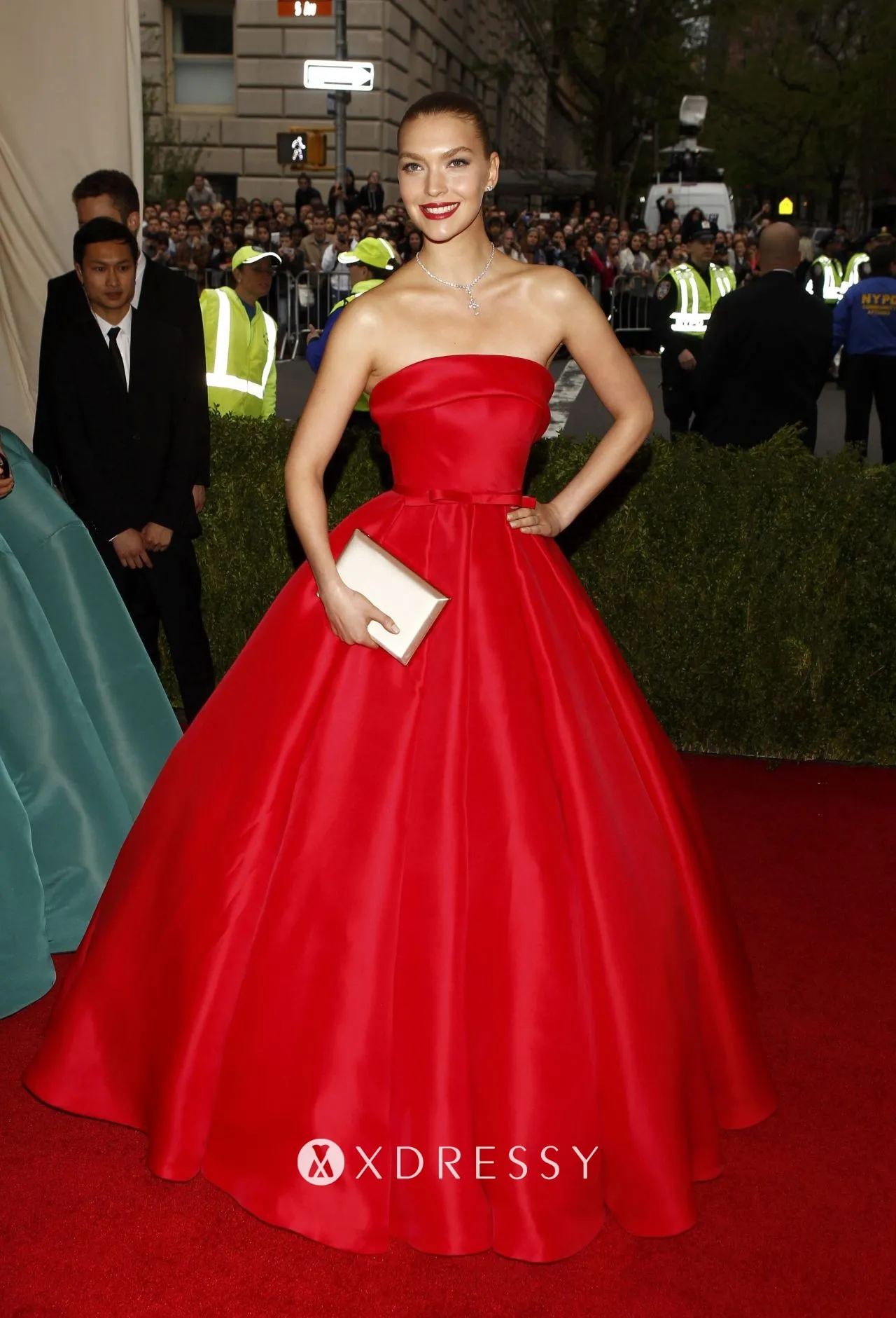 Gorgeous Red Satin Celebrity Formal Ball Gown - Xdressy