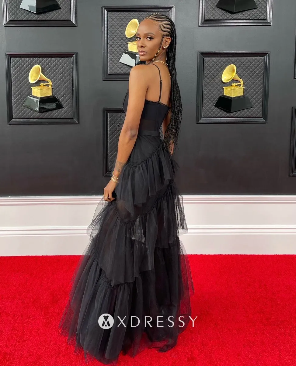 Tiara Thomas Black Sheer Formal Dress Grammys 2021 - Xdressy