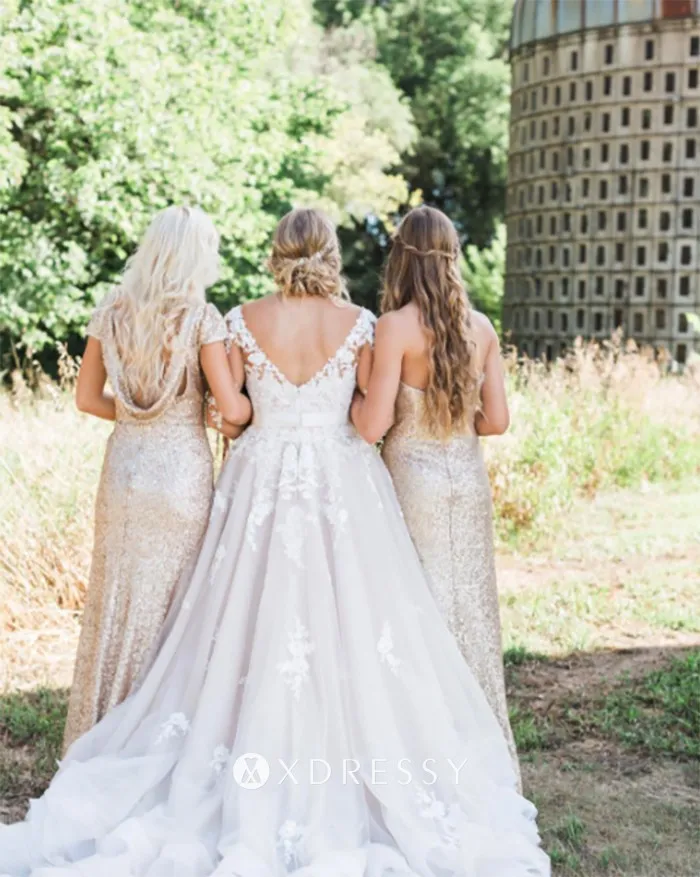 Ruffled Lace & Tulle Plus Size Country Wedding Gown - Xdressy